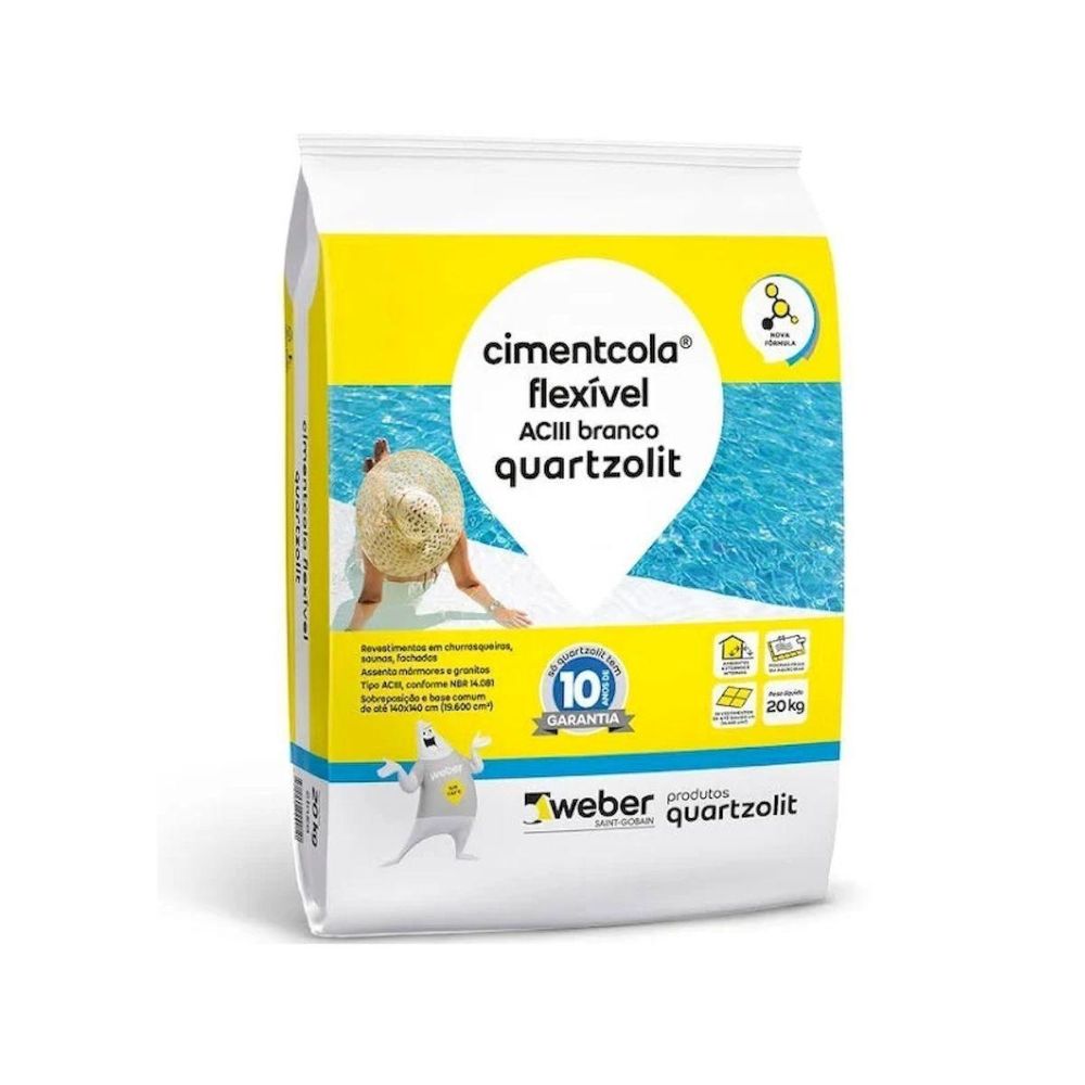 Argamassa Cimentcola Flexível AC3 Branco 20KG Quartzolit | Mesquitão